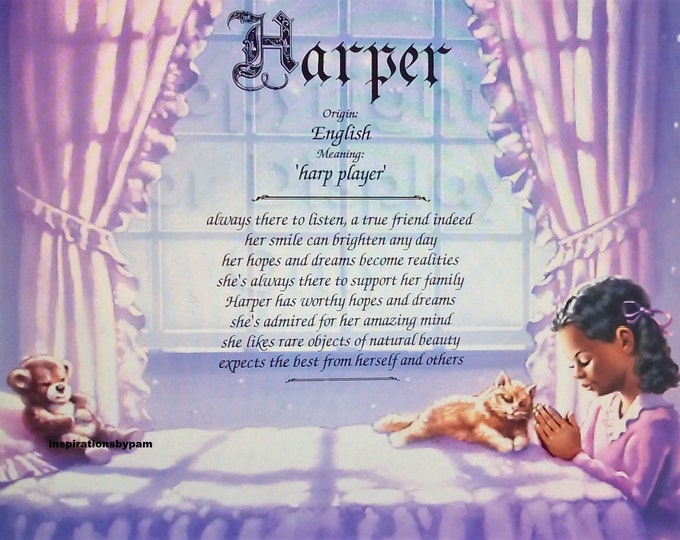 Harper First Name Meaning Art Print-personalized Name Meaning Art-8x10 ...