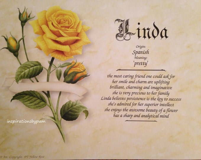 Linda First Name Meaning Art Print-8x10 Art-name Meaning Print ...