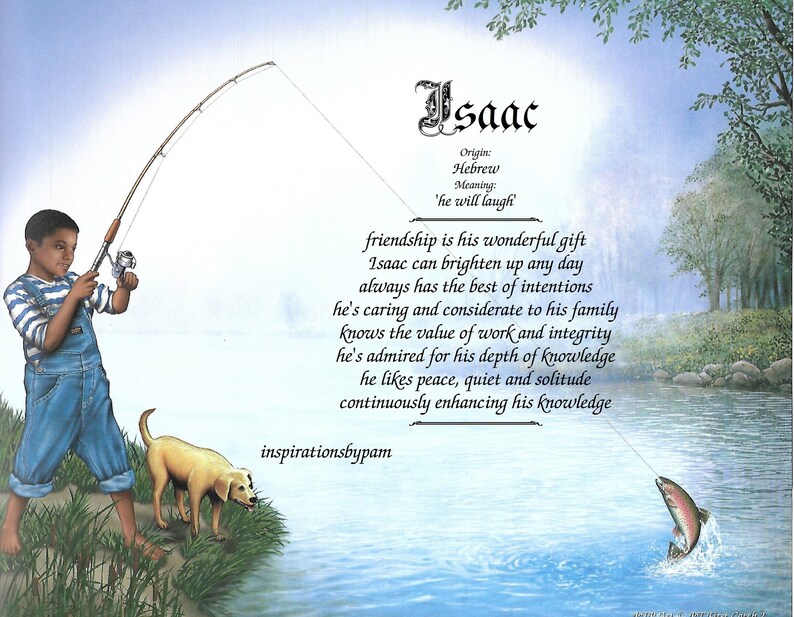 Isaac First Name Meaning Art Print-name Meaning Art-fishing Art Print ...