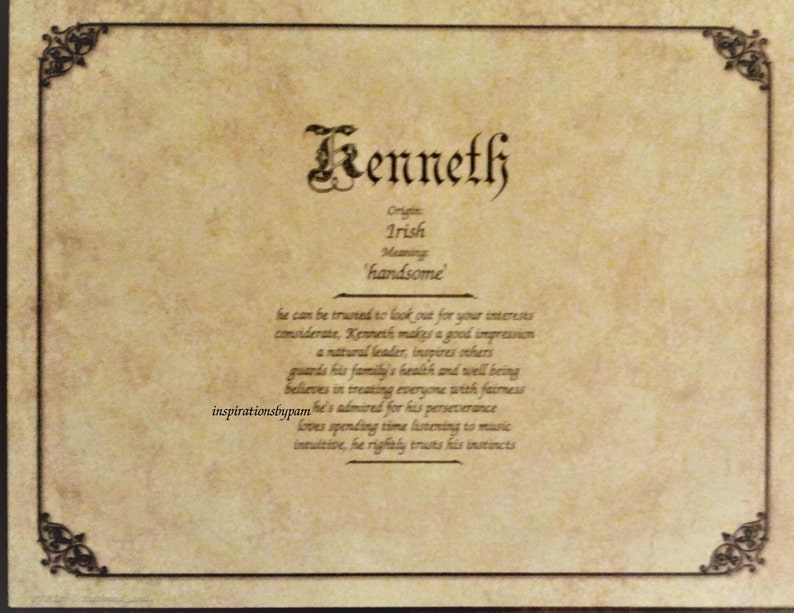 Kenneth First Name Meaning Art Print-name | Etsy