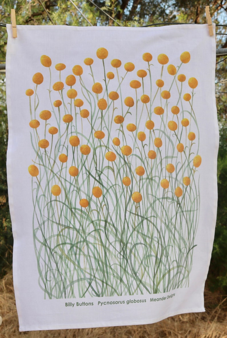 Billy Buttons Premium Cotton Linen Tea Towel - Etsy