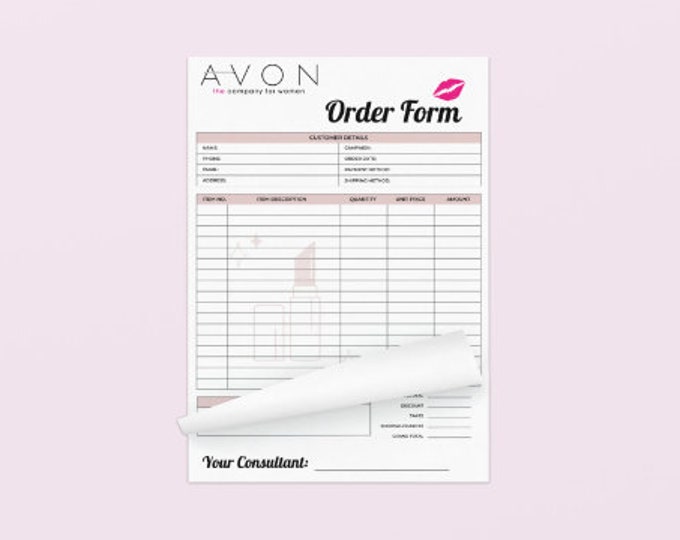 AVON Pink Order Form + Order Tracker Template , AVON Printable Order ...