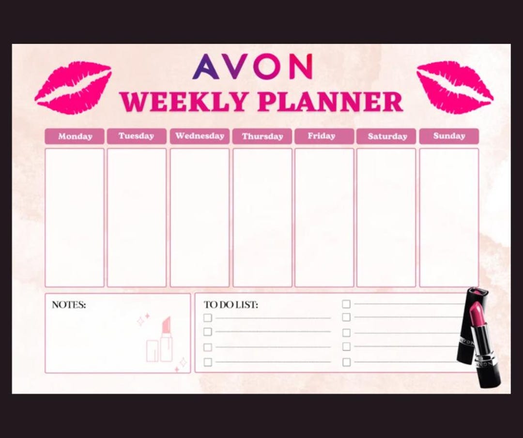 AVON Weekly Planner Printable to Do List, Desk Weekly Planner, Weekly ...