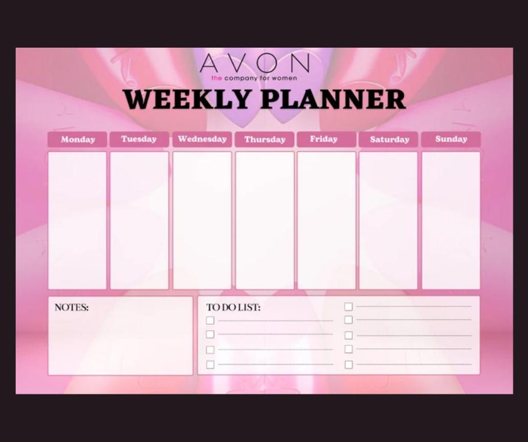 AVON Weekly Planner Printable to Do List, Desk Weekly Planner, Weekly ...