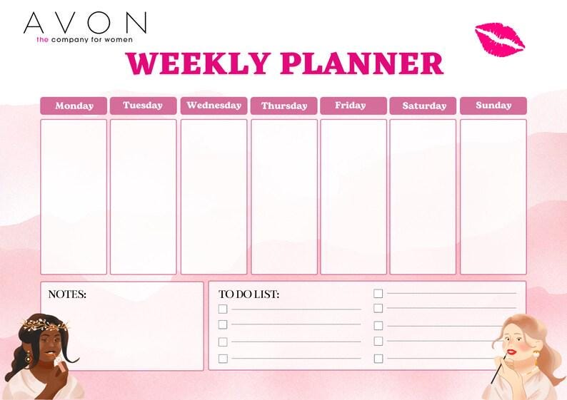 AVON Weekly Planner Printable to Do List, Desk Weekly Planner, Weekly ...