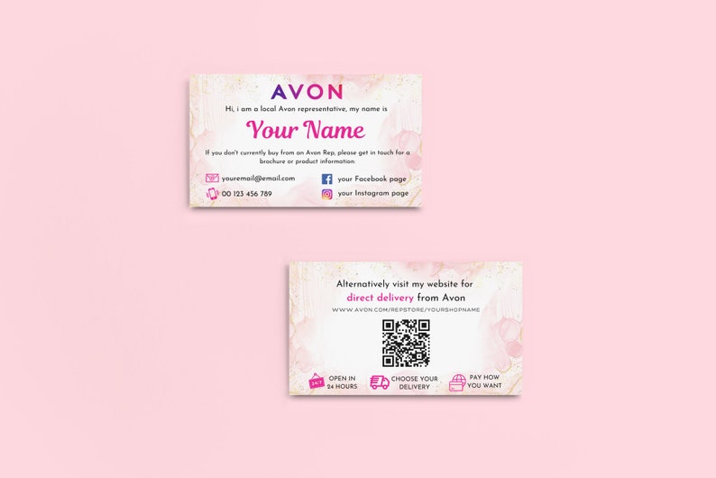 AVON Business Cards, Personalized Avon Business Card, Printable Avon ...