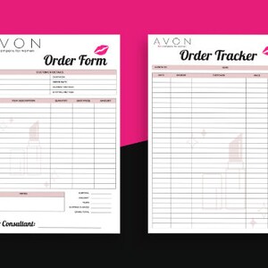 AVON Pink Order Form + Order Tracker Template , AVON Printable Order ...