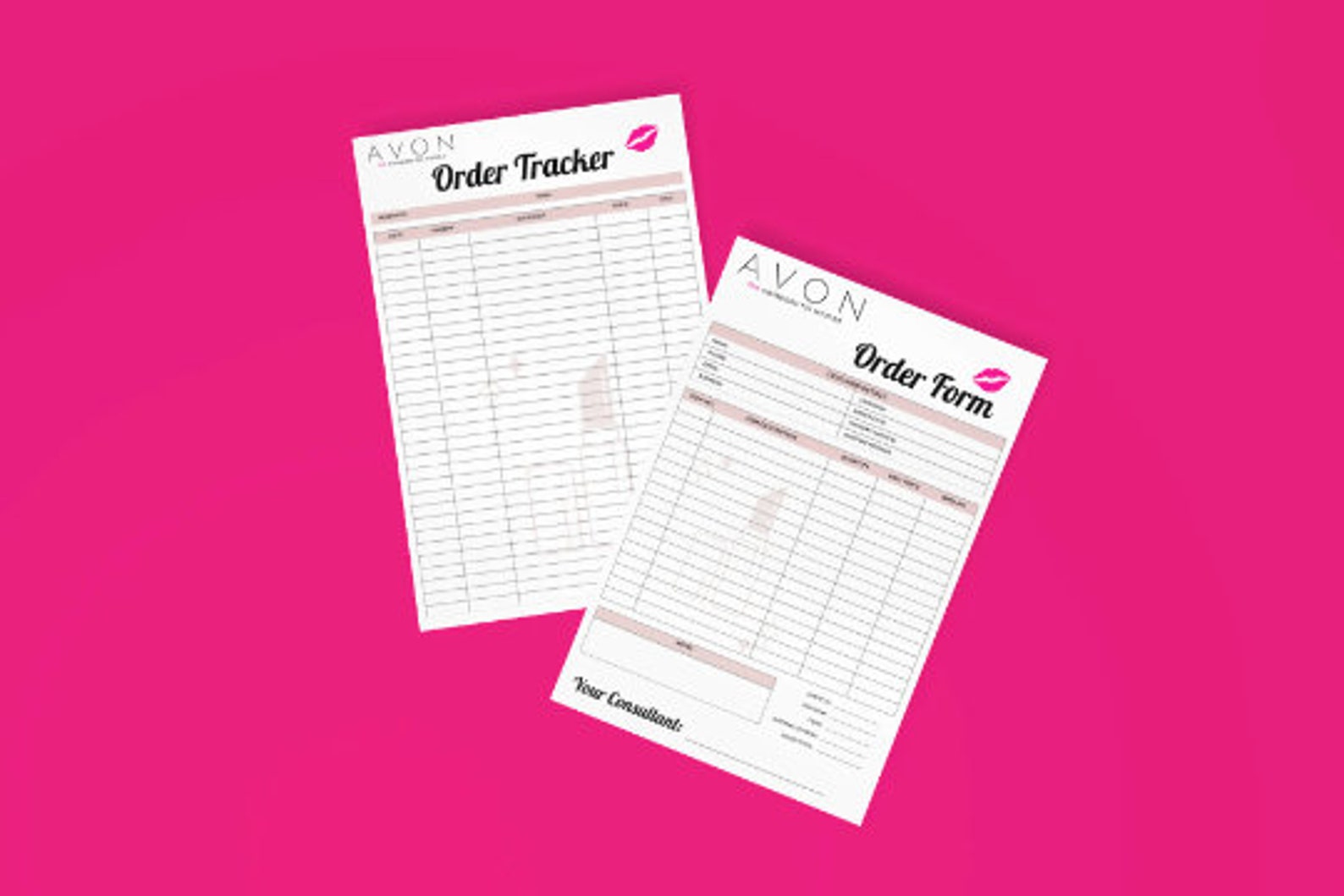 AVON Pink Order Form + Order Tracker Template , AVON Printable Order ...