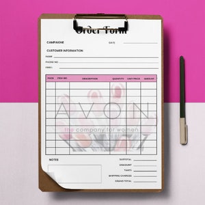 AVON Pink Order Form + Order Tracker Template , AVON Printable Order ...