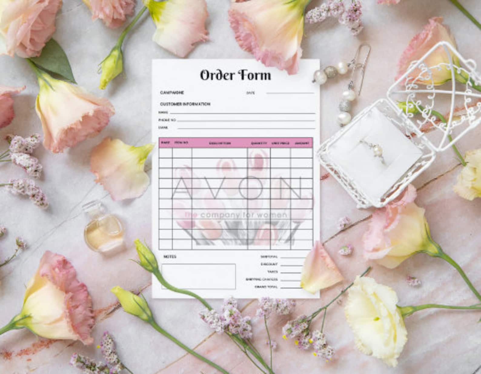 AVON Pink Order Form + Order Tracker Template , AVON Printable Order ...