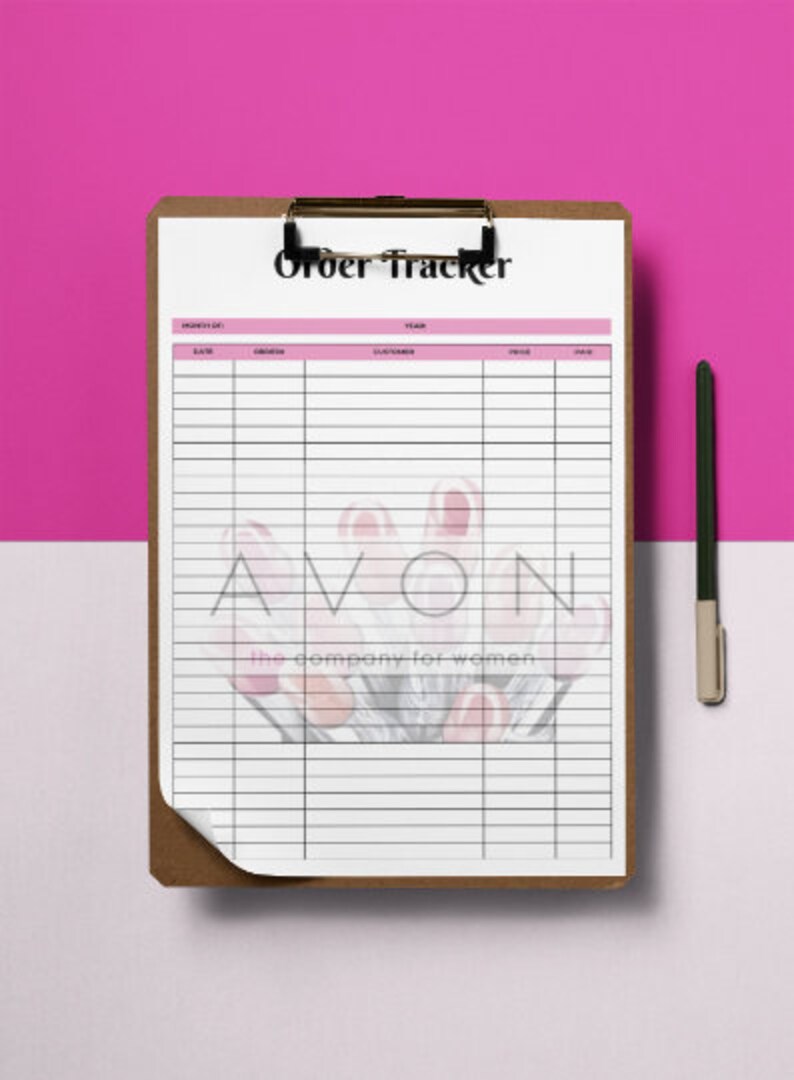 AVON Pink Order Form + Order Tracker Template , AVON Printable Order ...