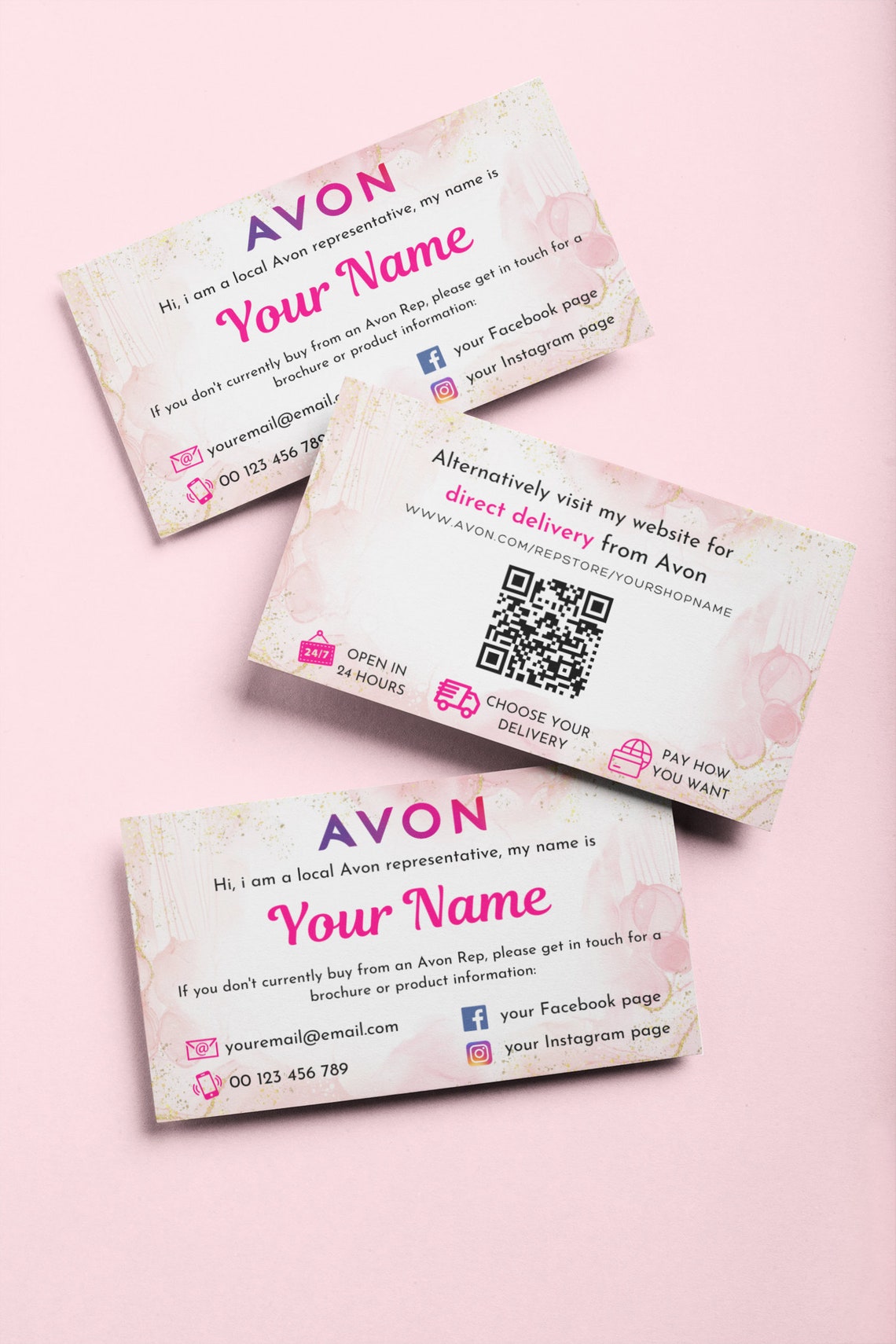 AVON Business Cards, Personalized Avon Business Card, Printable Avon ...