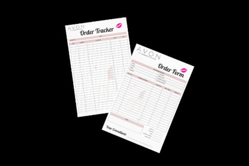 AVON Pink Order Form + Order Tracker Template , AVON Printable Order ...