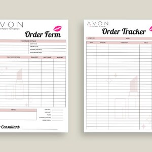 AVON Pink Order Form + Order Tracker Template , AVON Printable Order ...