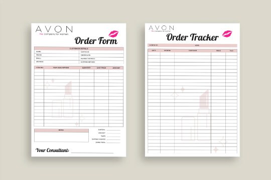AVON Pink Order Form + Order Tracker Template , AVON Printable Order ...