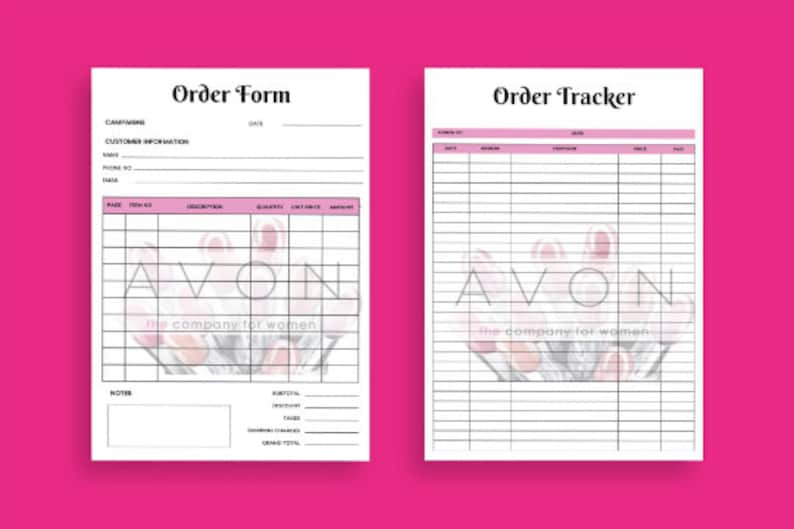 AVON Pink Order Form + Order Tracker Template , AVON Printable Order ...