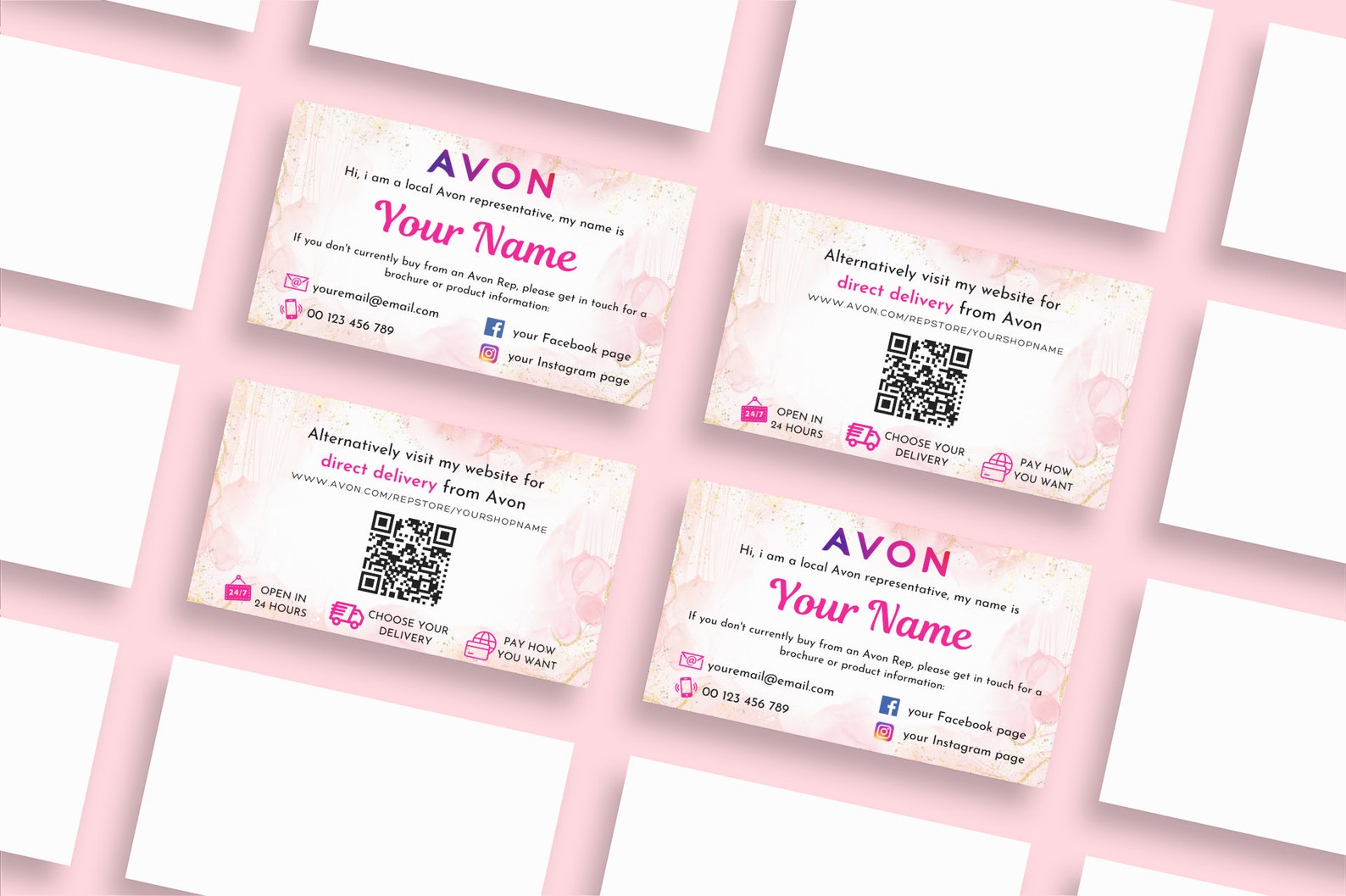 AVON Business Cards, Personalized Avon Business Card, Printable Avon ...