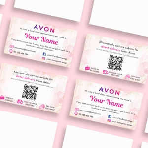 AVON Business Cards, Personalized Avon Business Card, Printable Avon ...