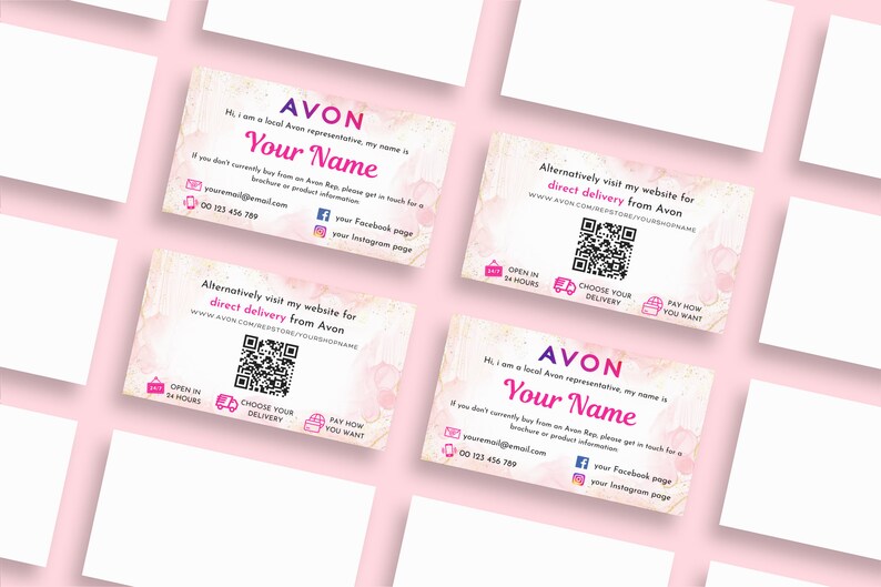AVON Business Cards, Personalized Avon Business Card, Printable Avon ...
