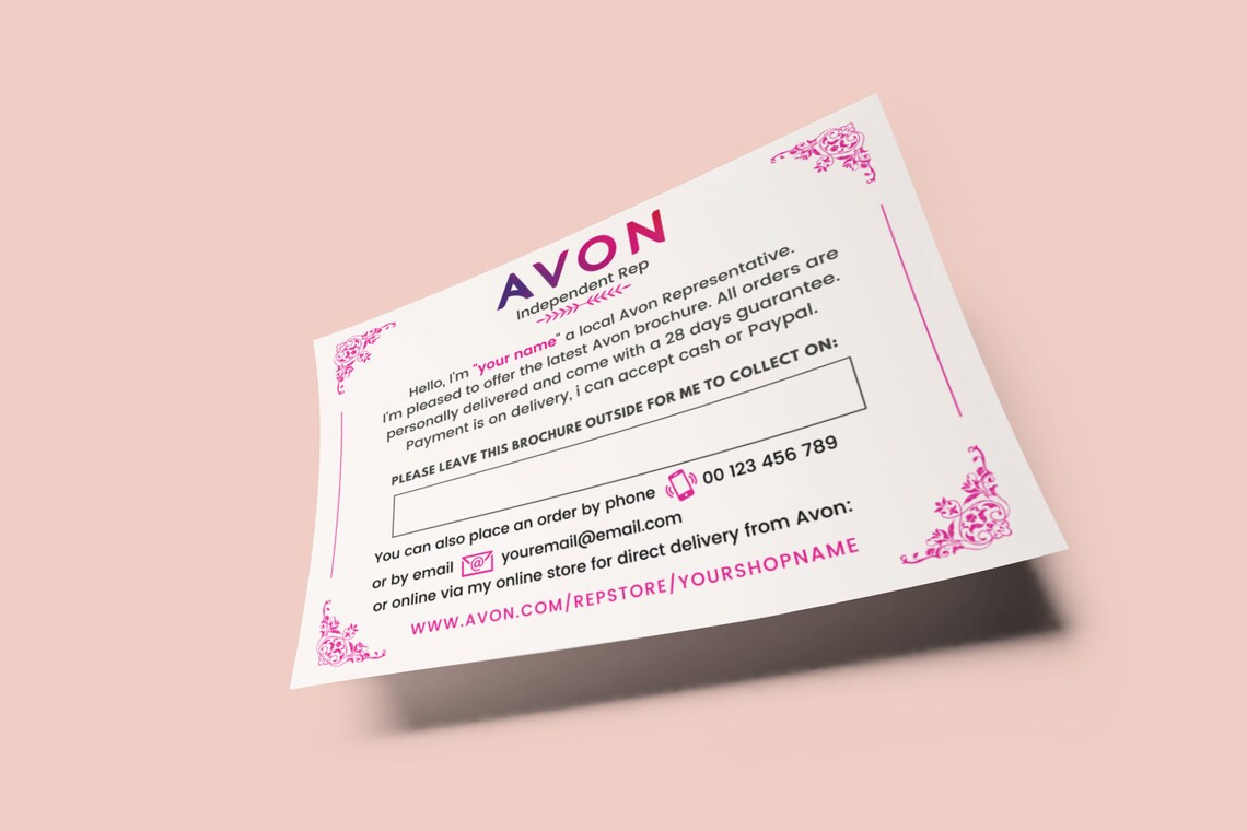Custom AVON Catalog Accompanying Sheet Size A5, Collect Brochure and ...