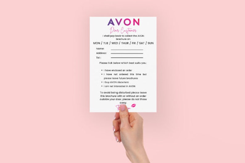 AVON Catalog Accompanying Sheet Size A5, Collect Brochure and Orders ...