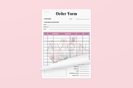 AVON Pink Order Form + Order Tracker Template , AVON Printable Order ...