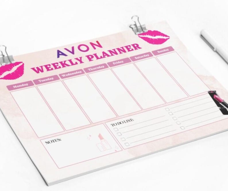 AVON Weekly Planner Printable to Do List, Desk Weekly Planner, Weekly ...