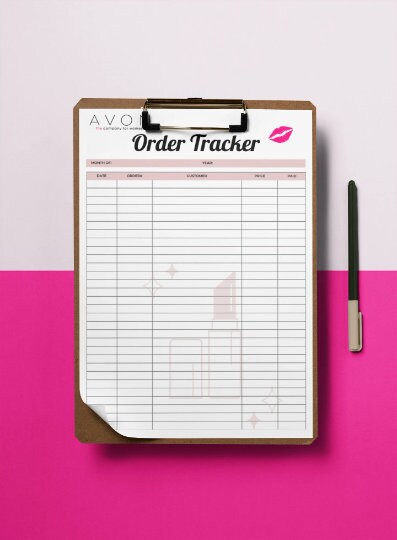 AVON Pink Order Form + Order Tracker Template , AVON Printable Order ...