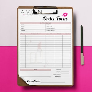 AVON Pink Order Form + Order Tracker Template , AVON Printable Order ...
