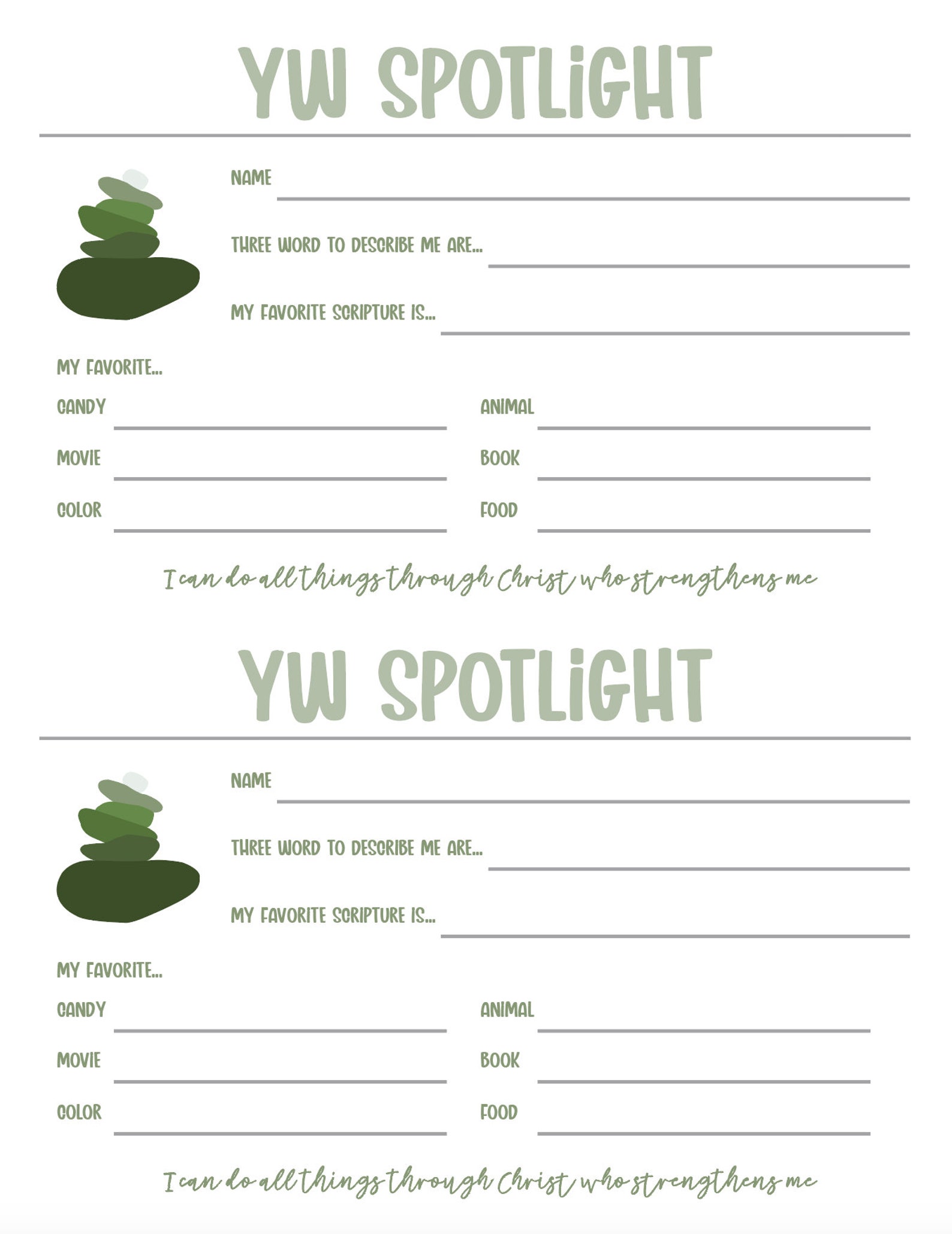 Young Women Spotlight Printout - Etsy