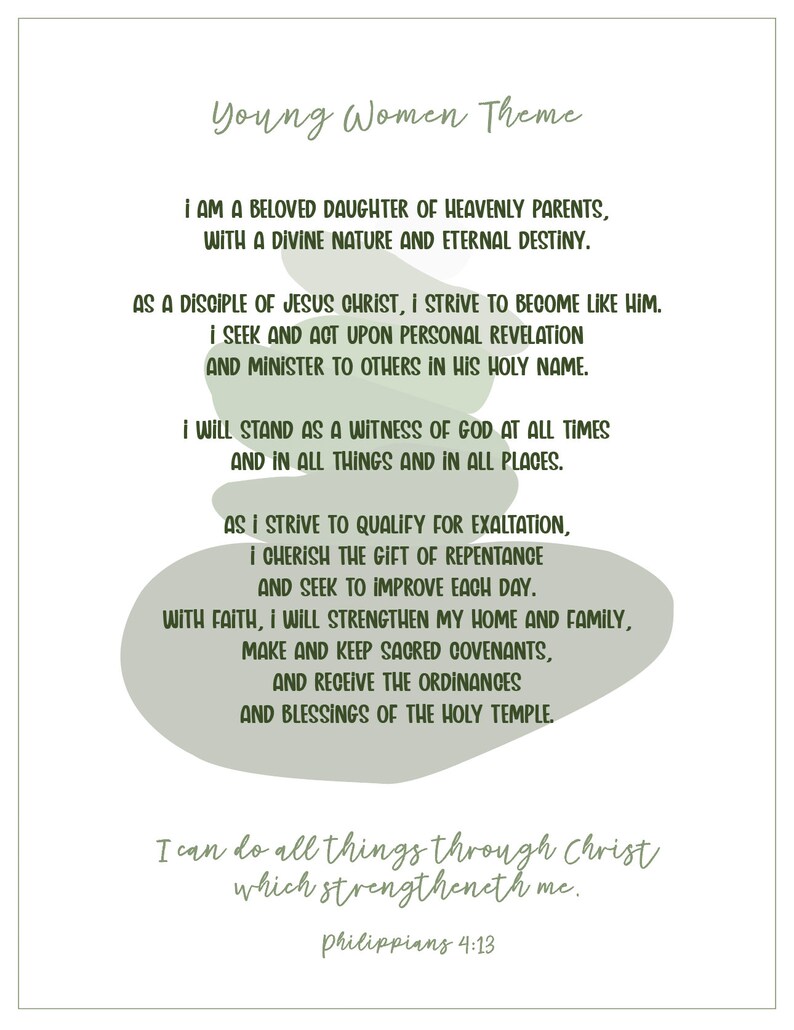 Mini Young Women Theme / 2023 / Digital Download / Latter Day - Etsy