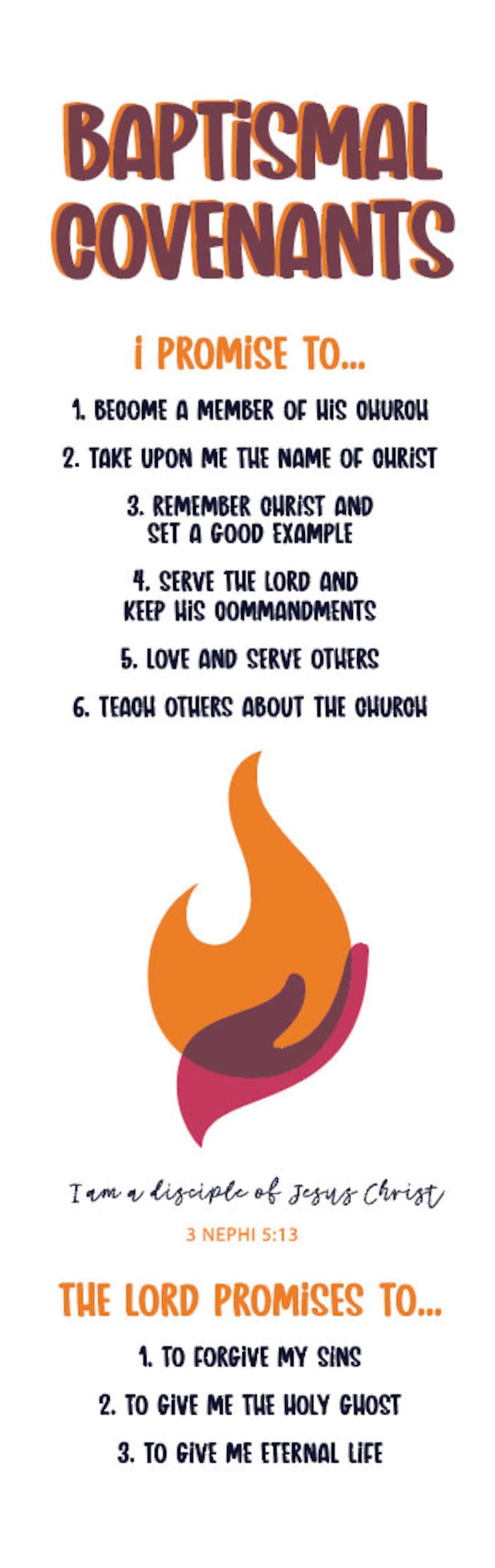 LDS Baptismal Covenants Bookmark / 2024 LDS Youth Theme - Etsy