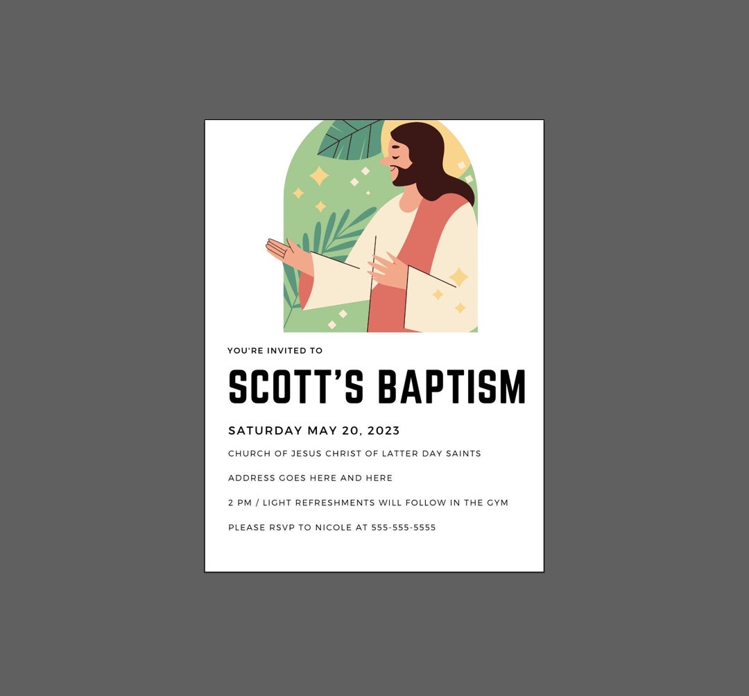 Baptism Invitation / Jesus / LDS Baptism / Invite / Digital Download ...