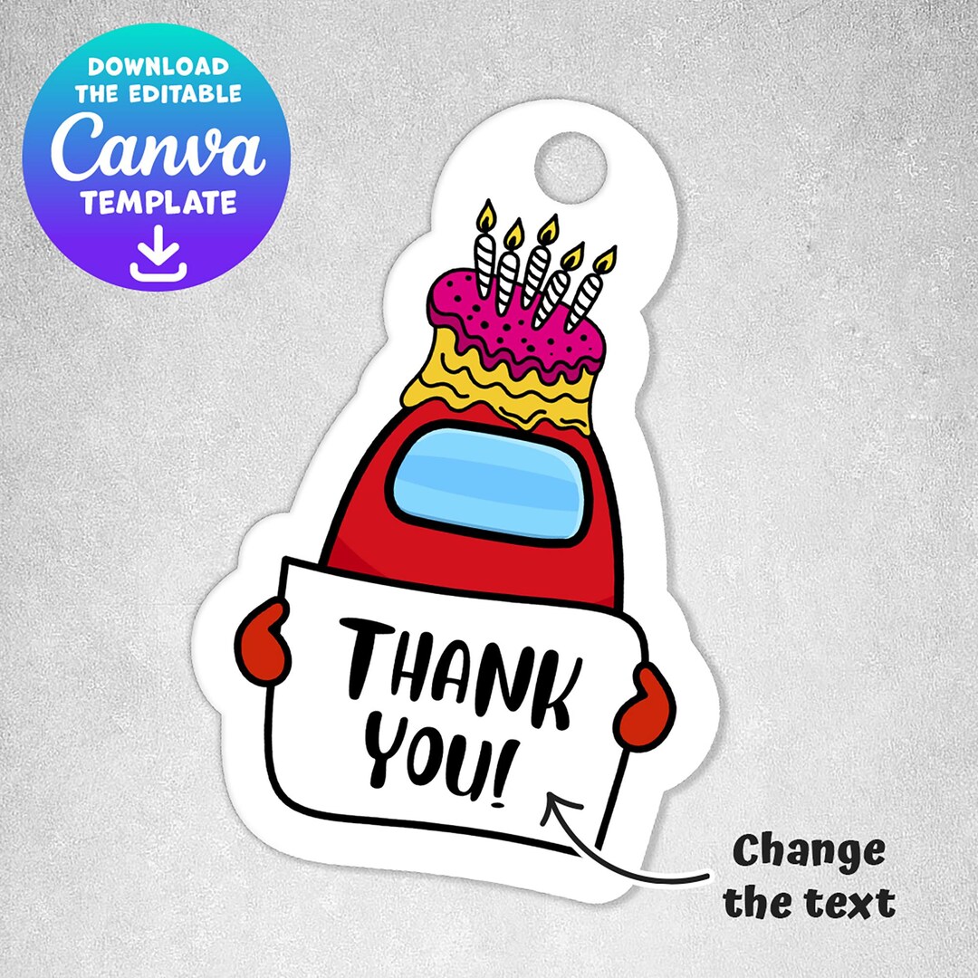 Among Us Gift Tags Editable Custom Birthday Favor Printable for Fun ...