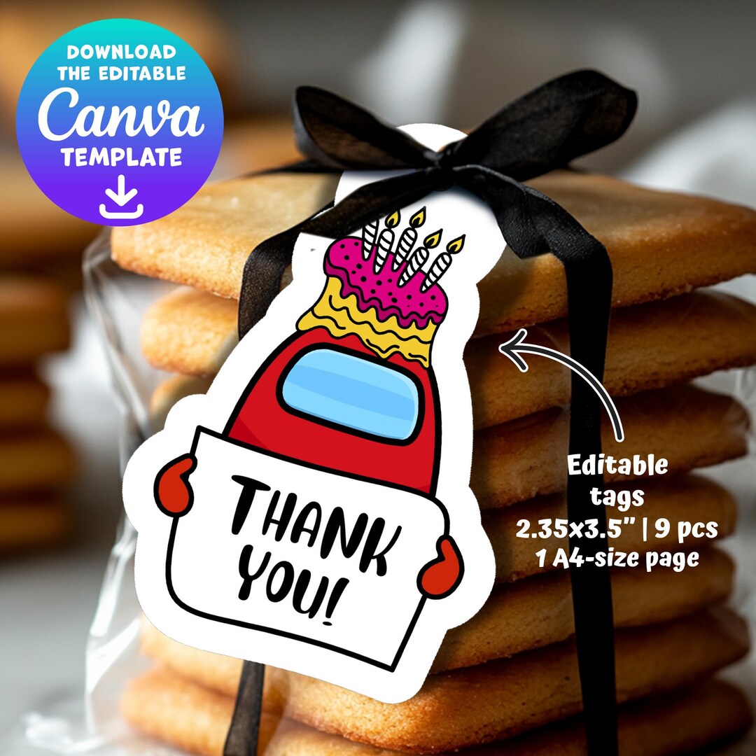 Among Us Gift Tags Editable Custom Birthday Favor Printable for Fun ...