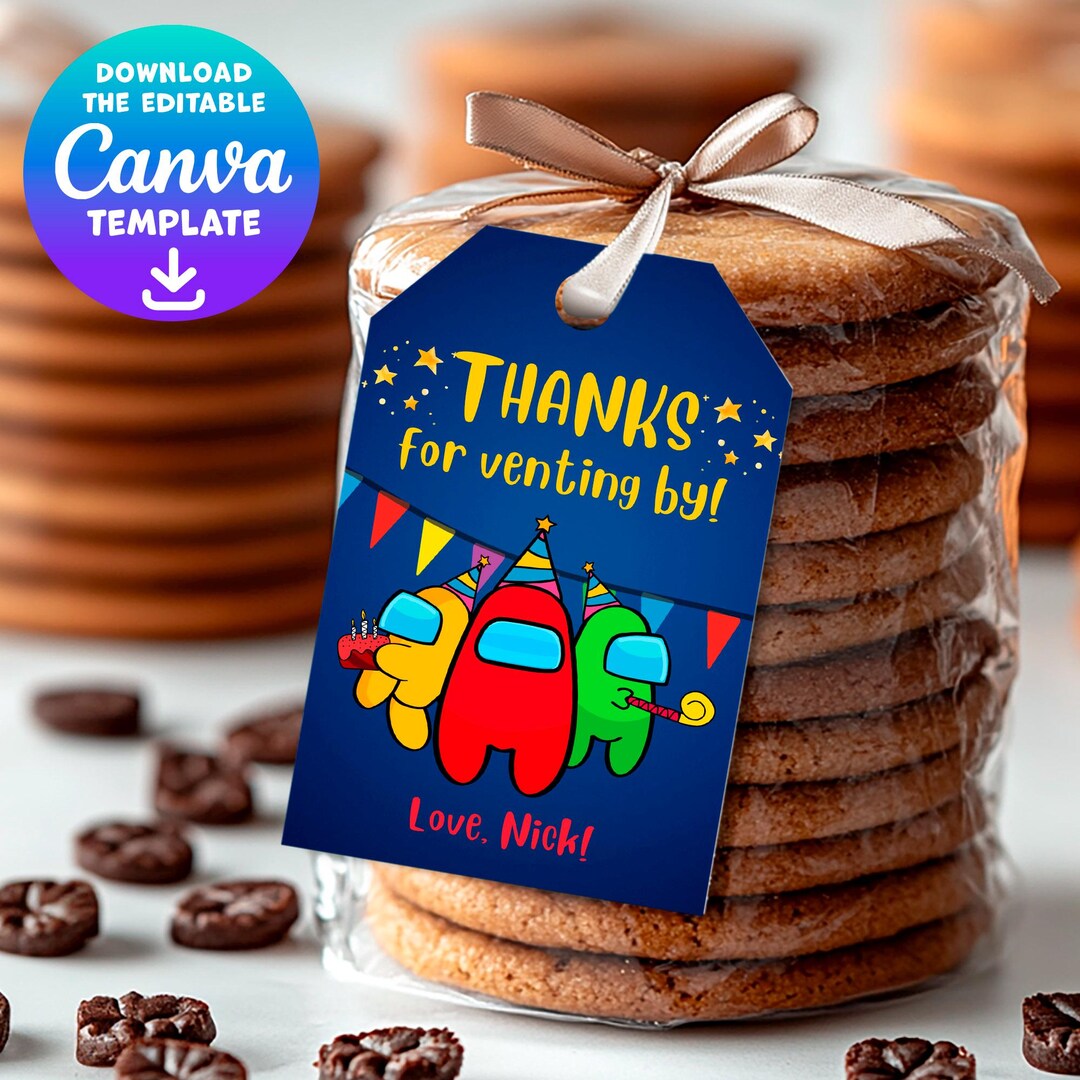 Among Us Gift Tags: Space Adventure Birthday Party Favors (digital ...