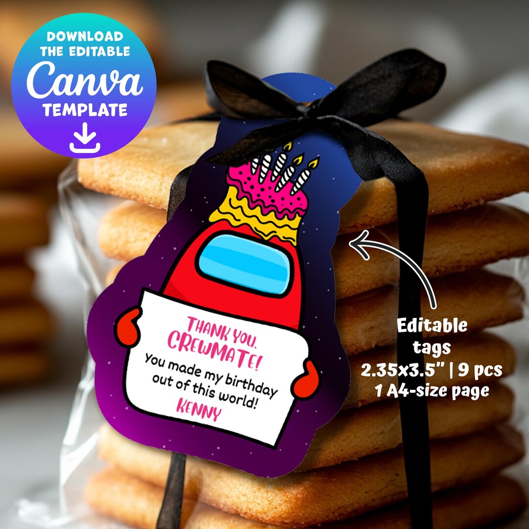 Among Us Gift Tags Personalized Birthday Party Favor Printable for Fun ...