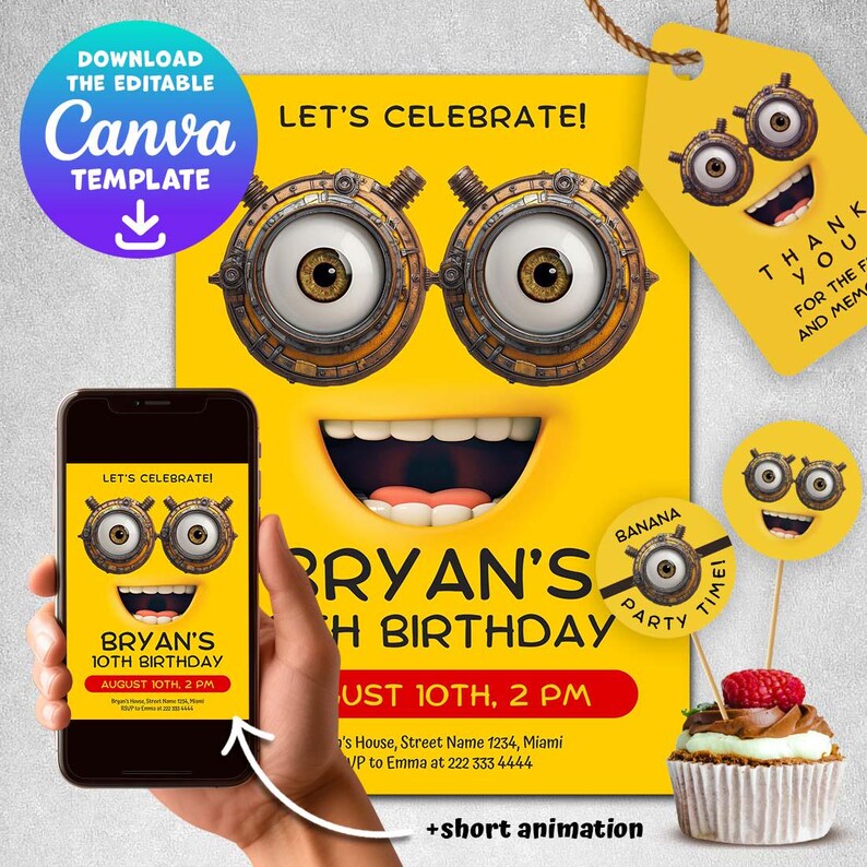 Editable Birthday Invitation Bundle for Boy and Girl Little Yellow ...