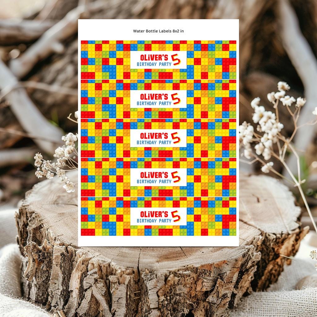 Building Blocks Bottle Labels Fun and Colorful Birthday Water Labels ...