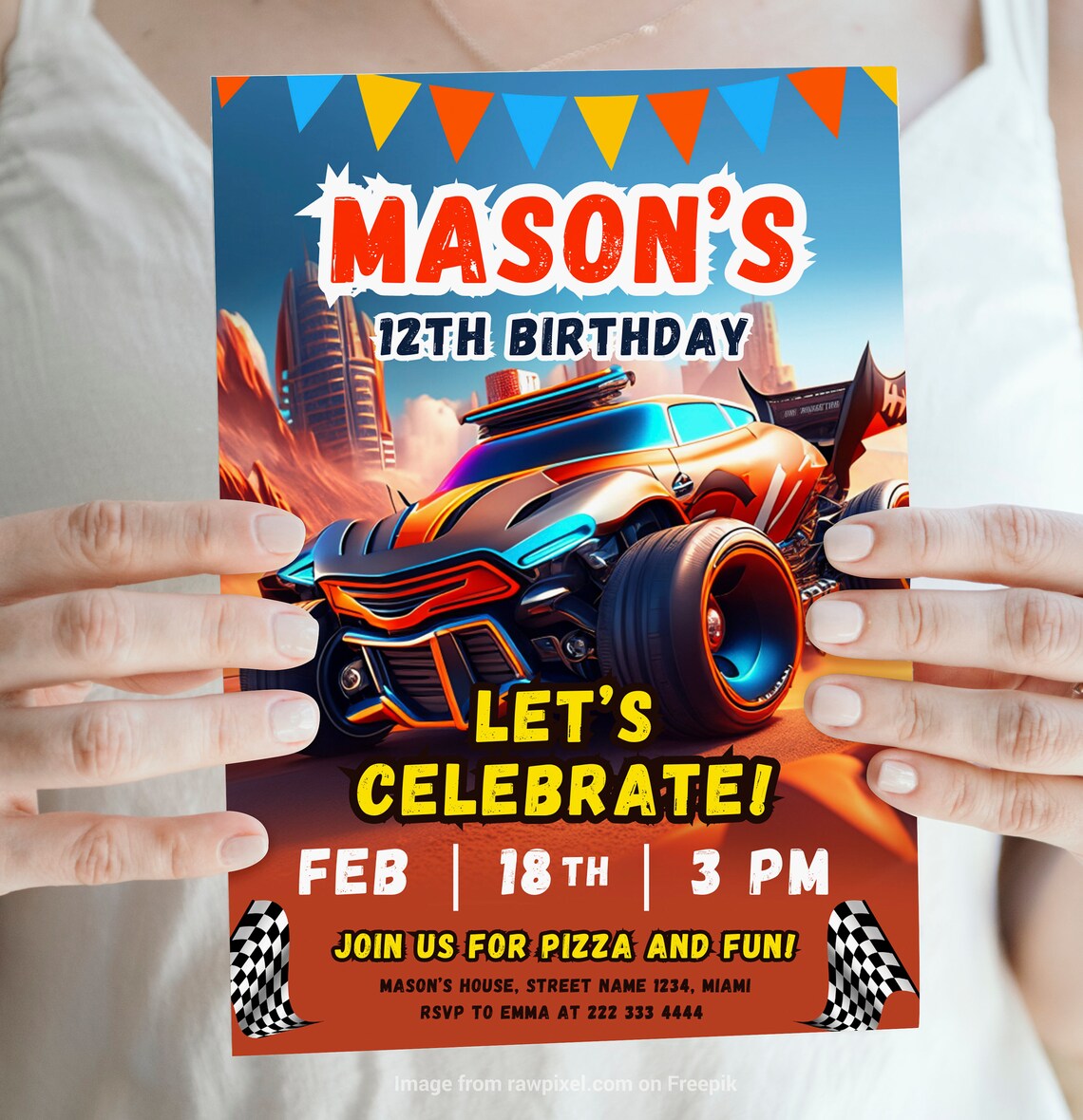 Hot Cars Invitation, Race Cars Invitation, Race Car Birthday Party, Car ...