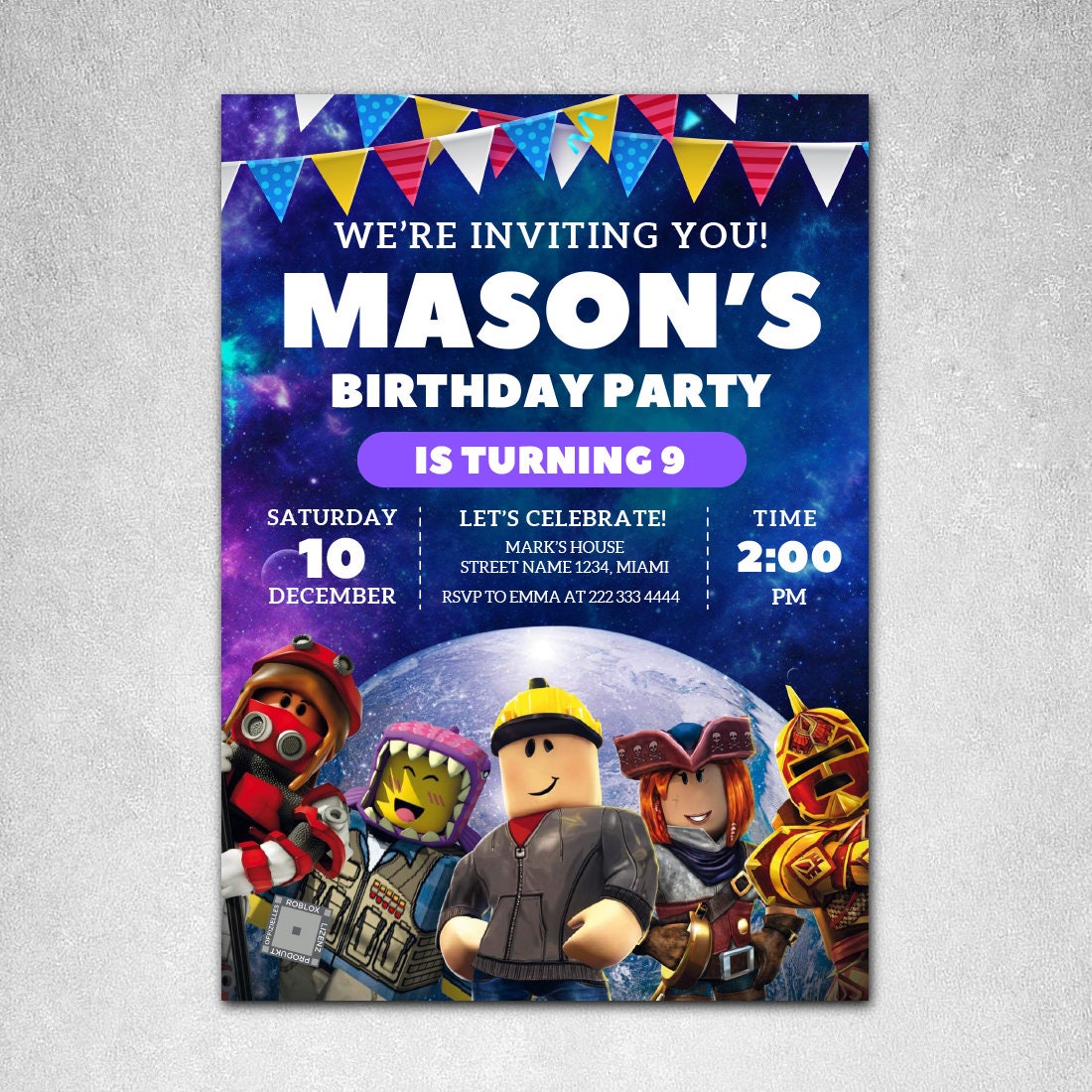 Roblox Birthday Invitation Printable Invitation Phone - Etsy Australia