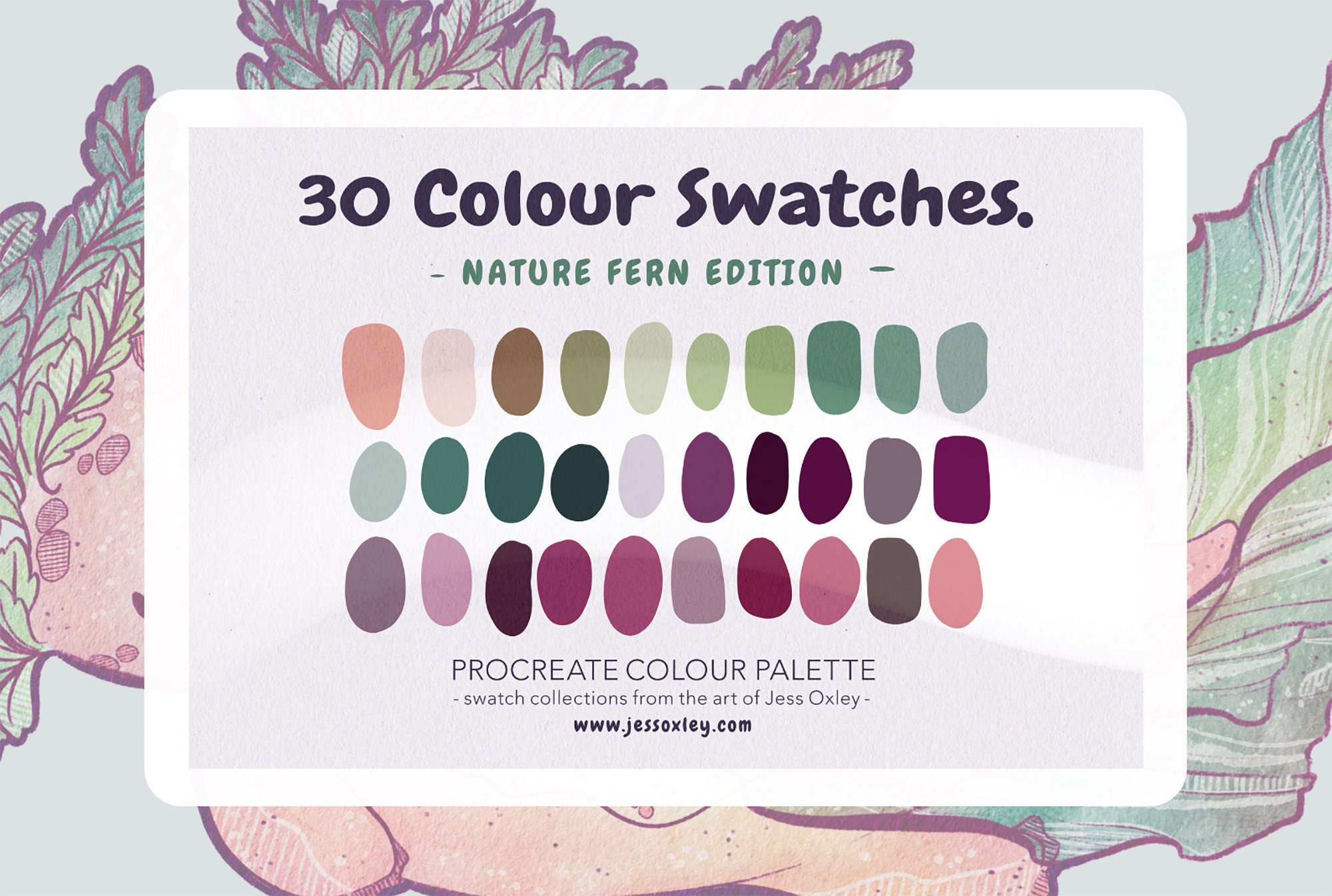 Procreate Colour Palette / Nature Axolotl Inspired, Muestras de color ...