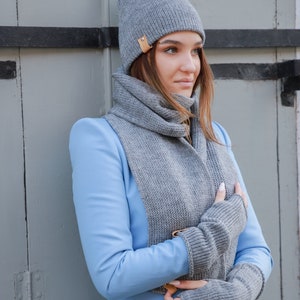 Knitted Fingerless Mittens Gloves Christmas Gift for Her Winter Long ...