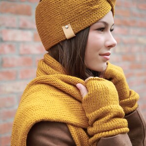 Mustard Long Wool Gloves Christmas Gift for Her Fall Fashion Gloves ...