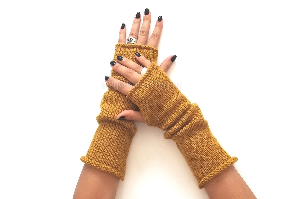 Mustard Long Wool Gloves Christmas Gift for Her Fall | Etsy