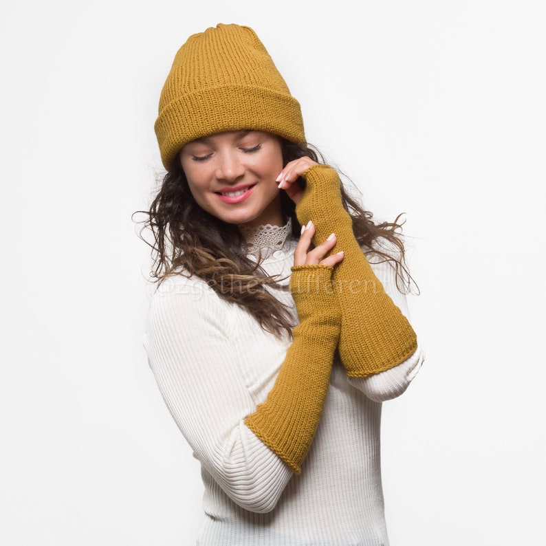 Mustard Long Wool Gloves Christmas Gift for Her Fall | Etsy