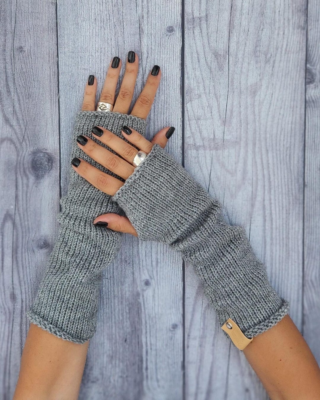 Knitted Fingerless Mittens Gloves Christmas Gift for Her Winter Long ...