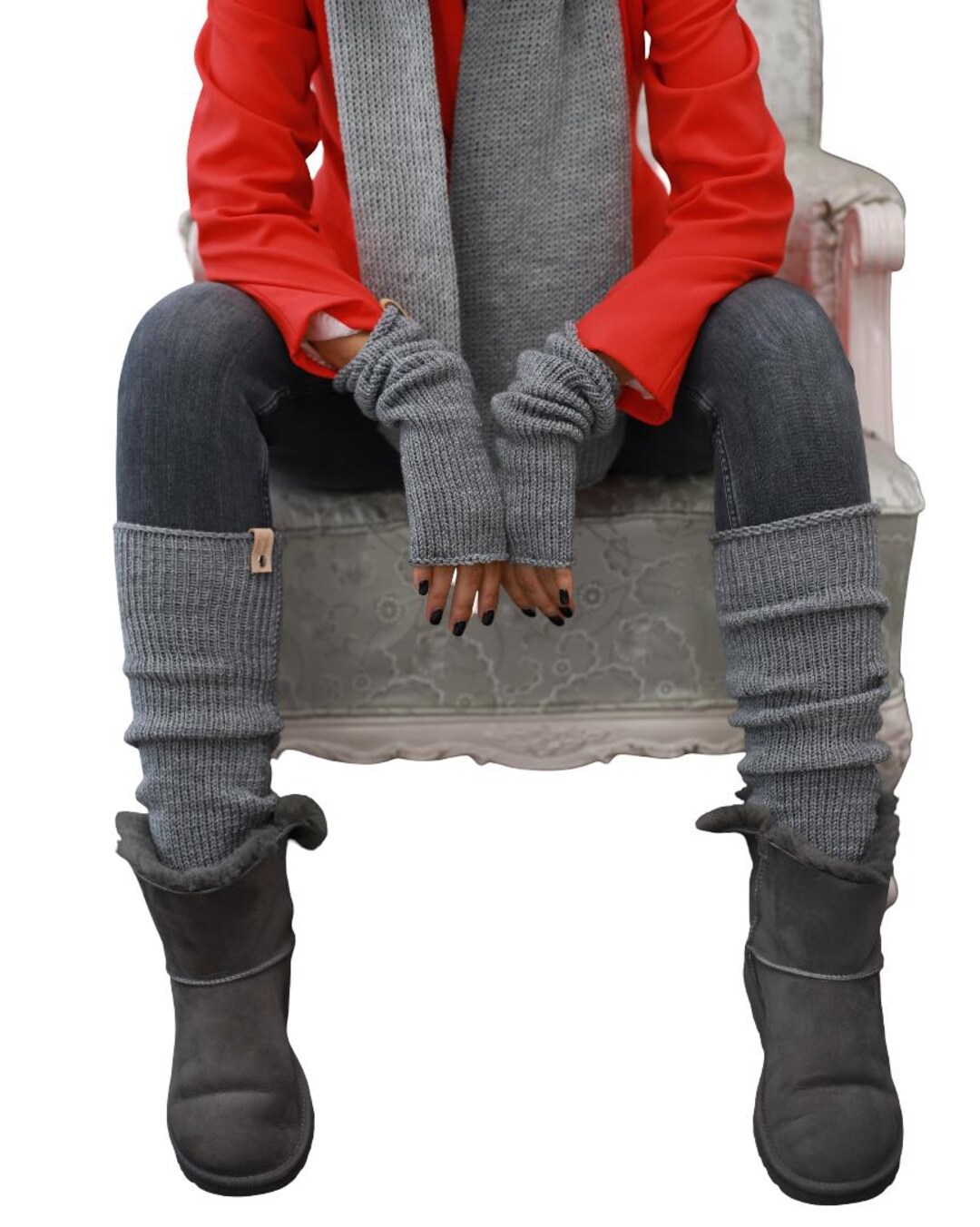 Thigh High Chunky Wool Leg Warmer - Boot Cuffs - Winter Wool ...