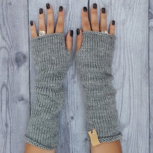 Knitted Fingerless Mittens Gloves Christmas Gift for Her Winter Long ...