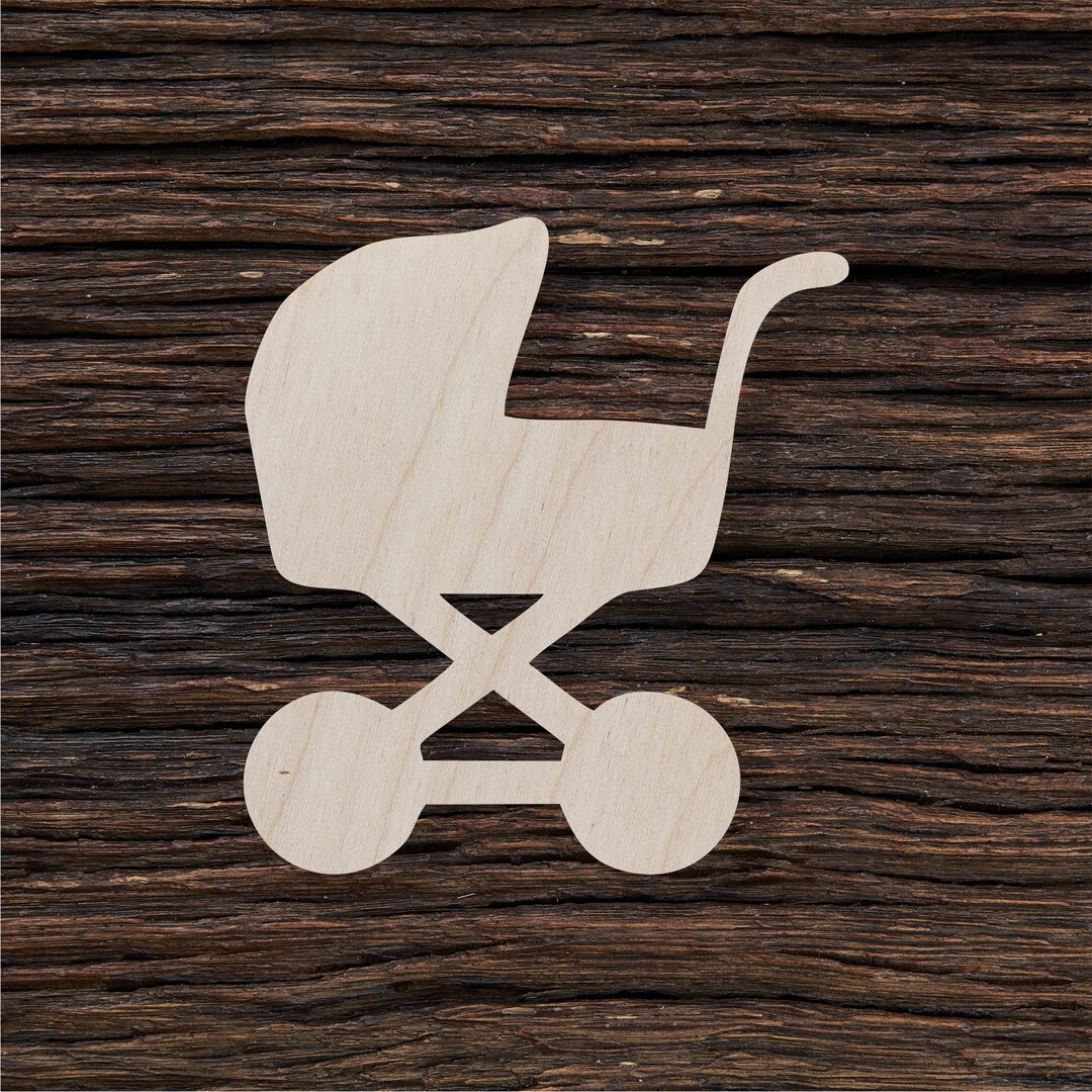 Wooden Baby Stroller for Crafts and Decorations - Miniature Stroller ...